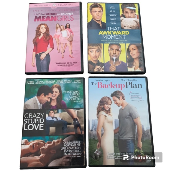 Media | Set Of 4 Dvds Mean Girls That Awkward Moment Crazy Stupid Love Backup Plan | Poshmark